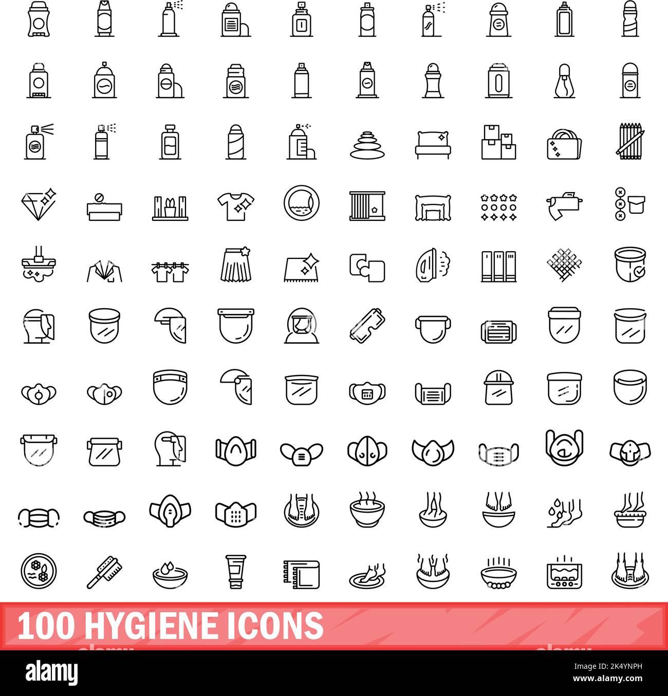 100 hygiene icons set. Outline illustration of 100 hygiene icons vector ...