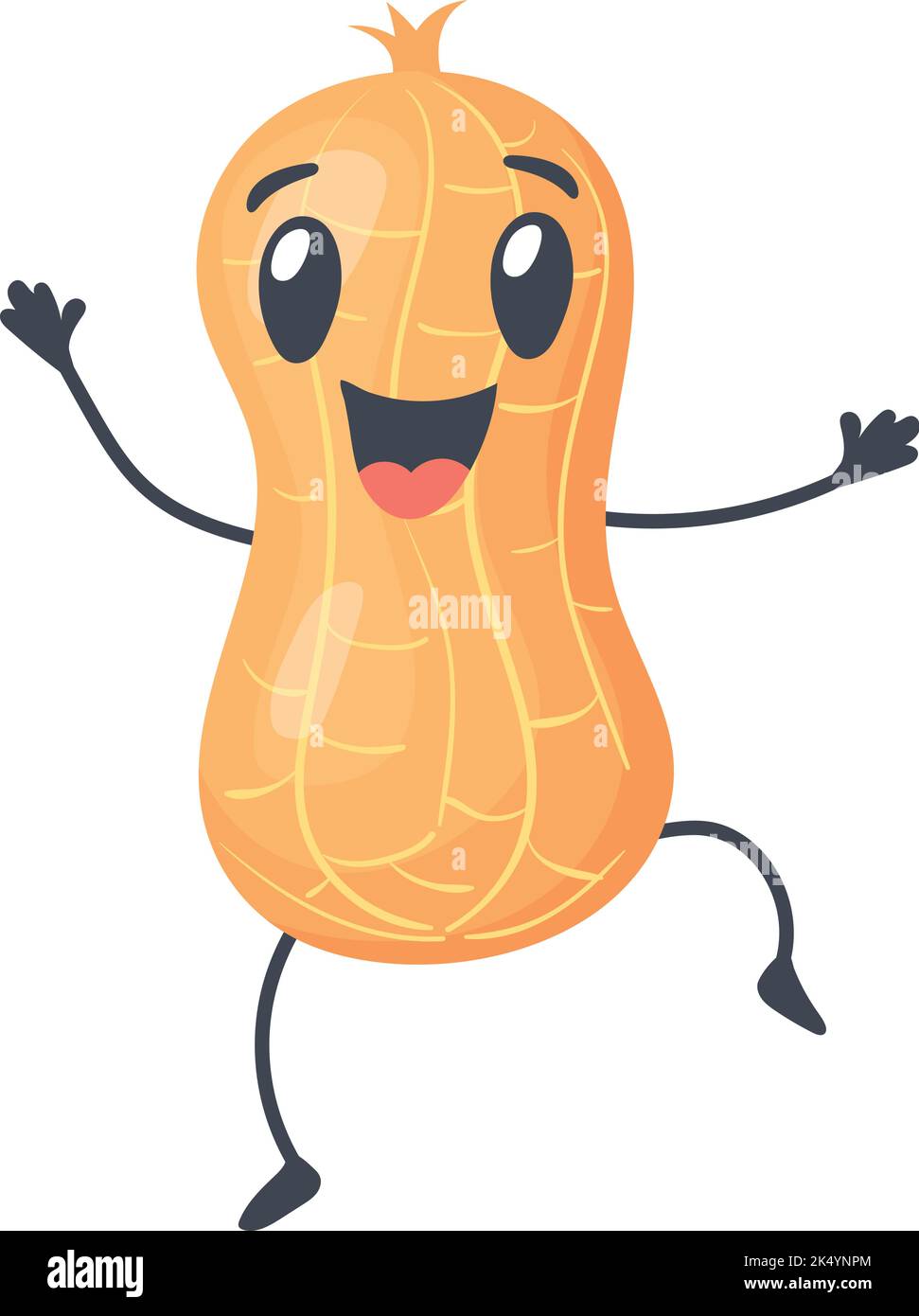 Happy peanut character. Cartoon smiling nut jumping isolated on white ...