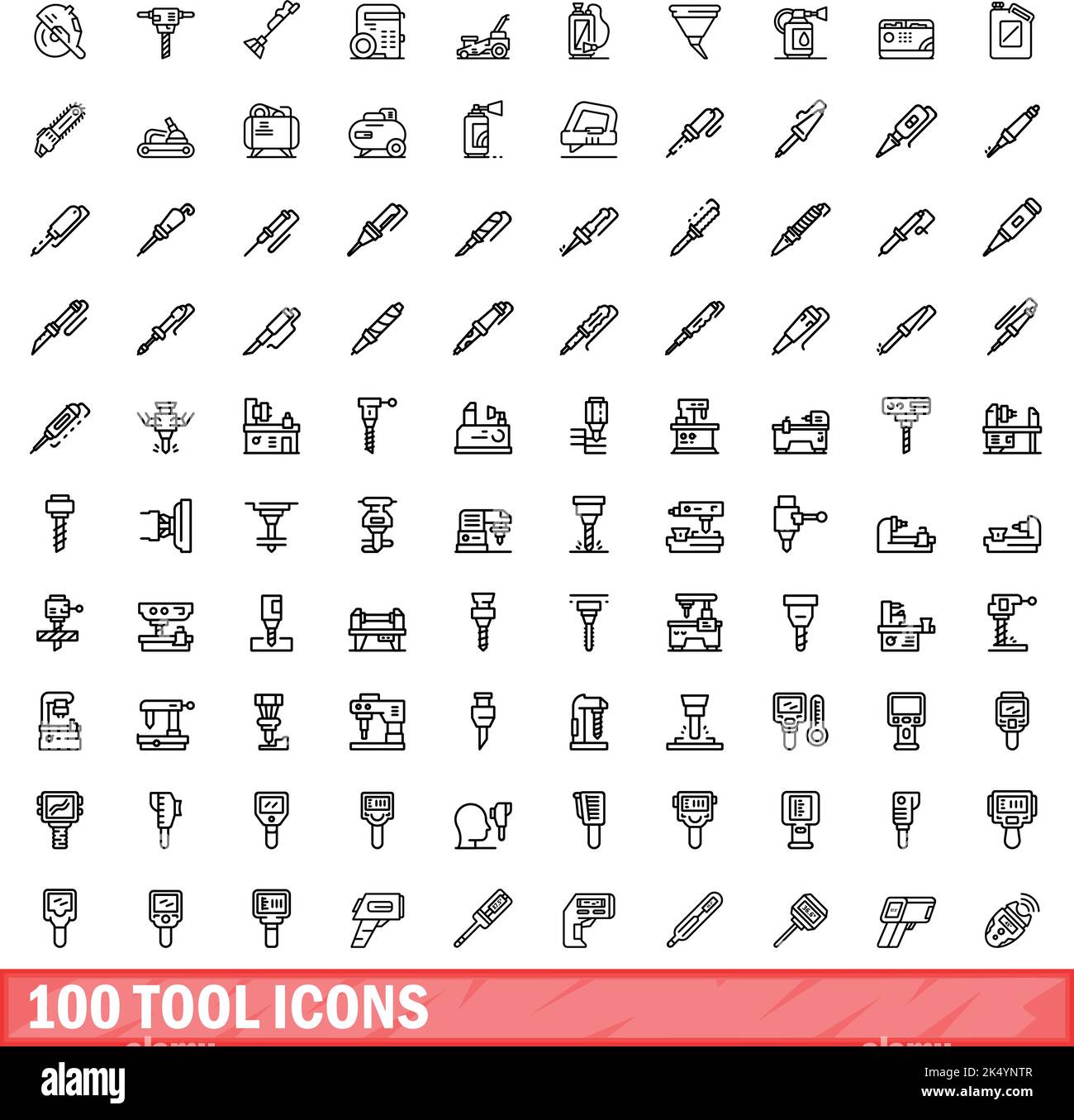 100 tool icons set. Outline illustration of 100 tool icons vector set ...