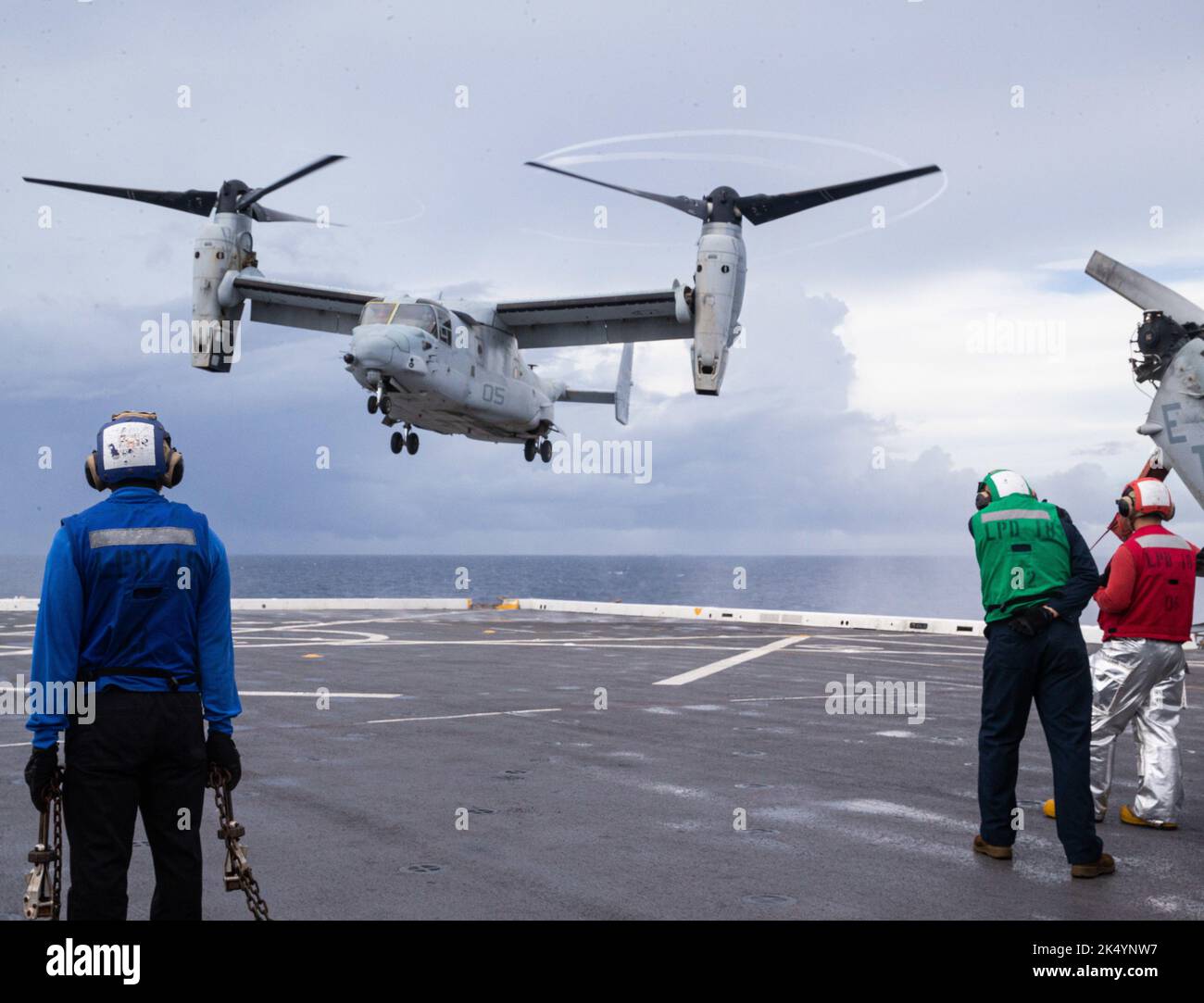U.S. Navy Sailors assigned to USS New Orleans (LPD 18) prepare for a U ...