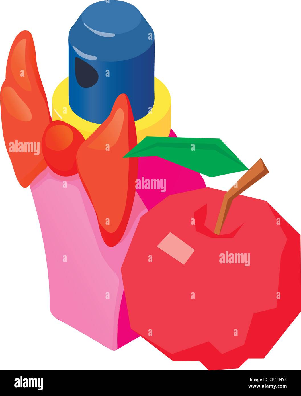 Elegant perfume icon isometric vector. Bottle of perfume and red ...