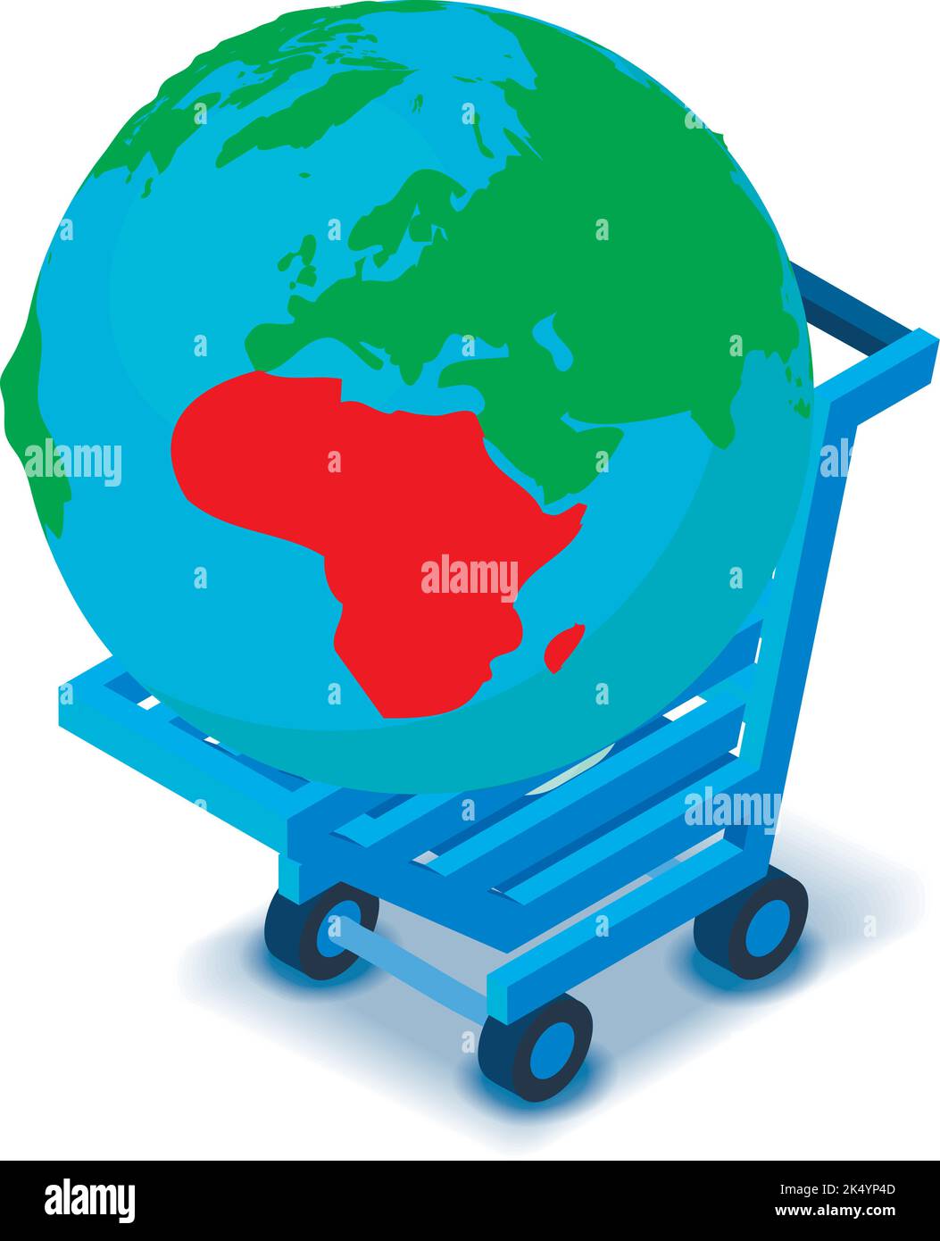 Global trade icon isometric vector. Planet earth globe in shopping ...