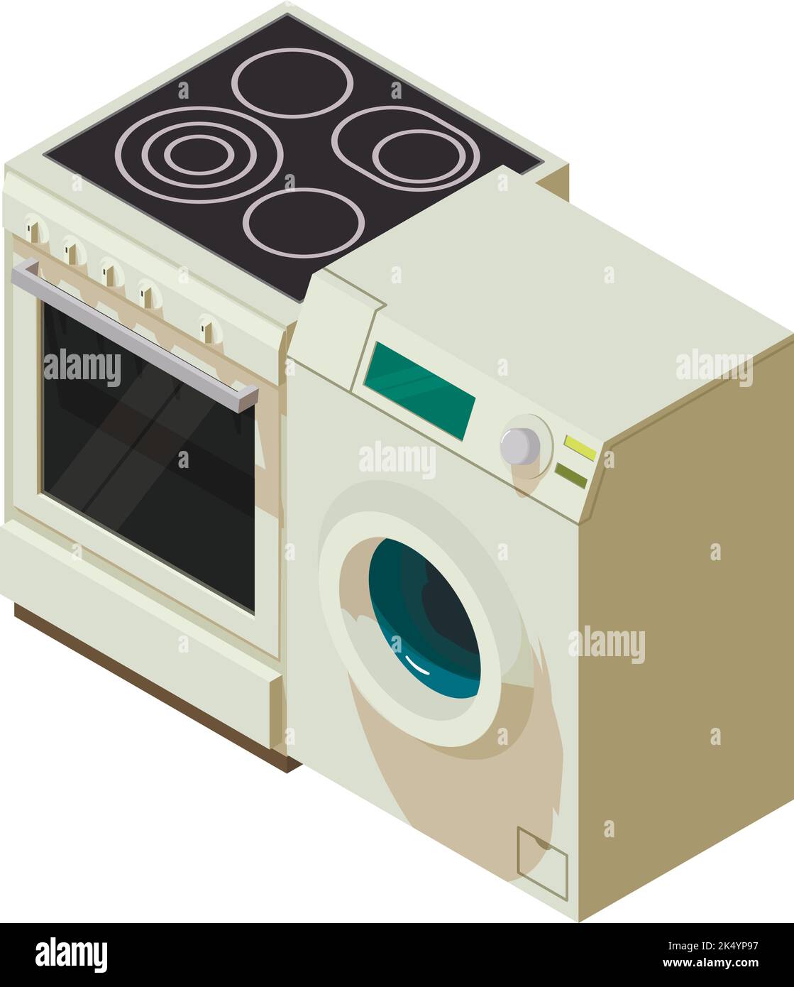 Home appliance icon isometric vector. New washing machine and electric ...