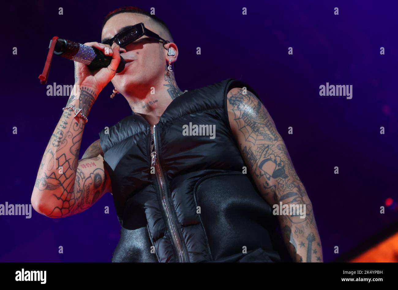 Italian rapper Sfera Ebbasta in concert during “Famoso tour 2022” at ...