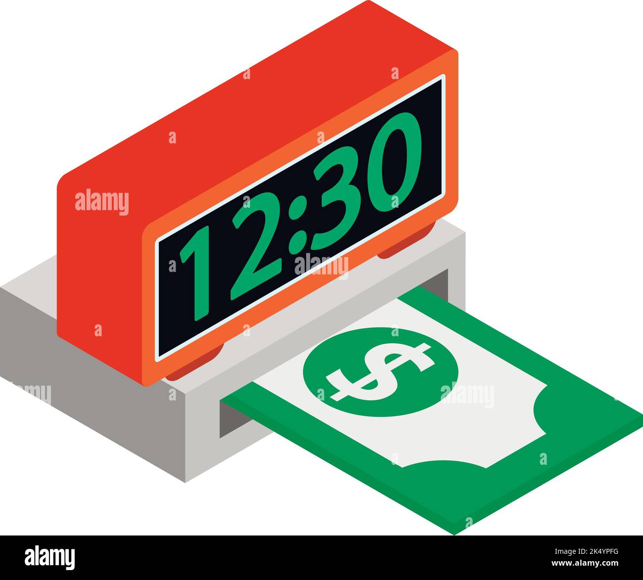 Money time icon isometric vector. Modern electronic clock and dollar ...