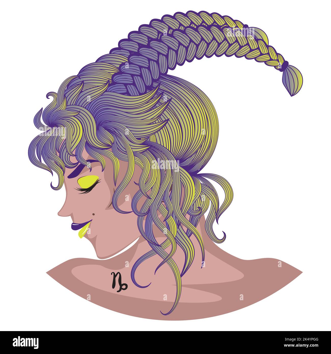 Abstract fantasy Capricorn girl, zodiac sign avatar design Stock Vector ...