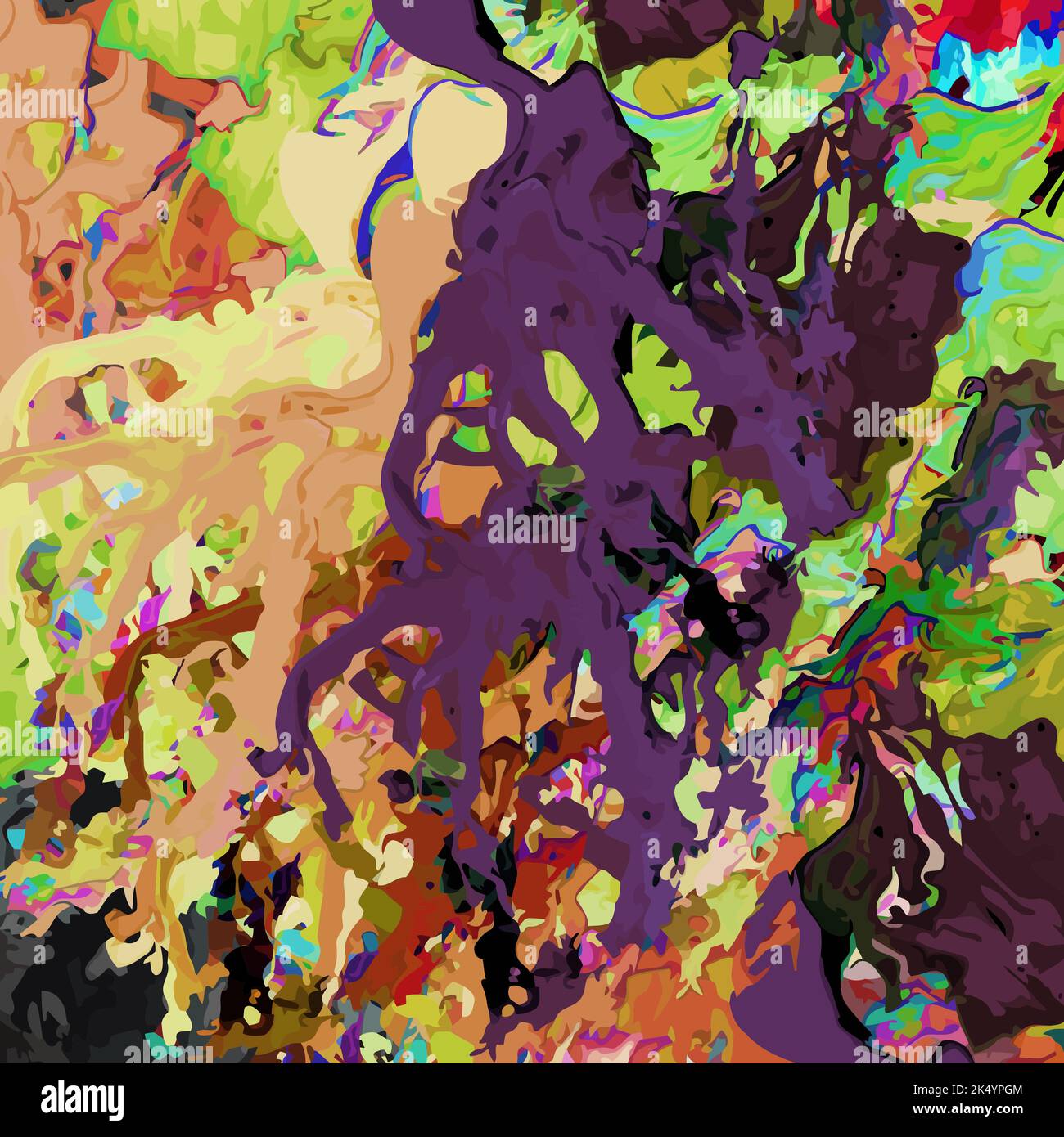 abstract psychedelic background from color chaotic blurred stains brush ...