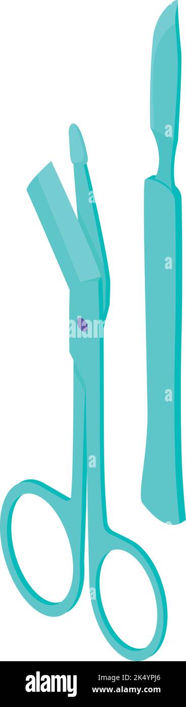 Surgical instrument icon isometric vector. Metallic medical scissors ...