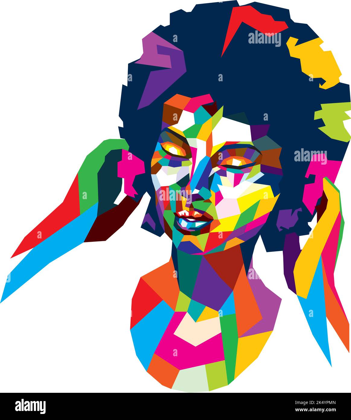 Abstract female head made of colorful polygons illustration Stock ...