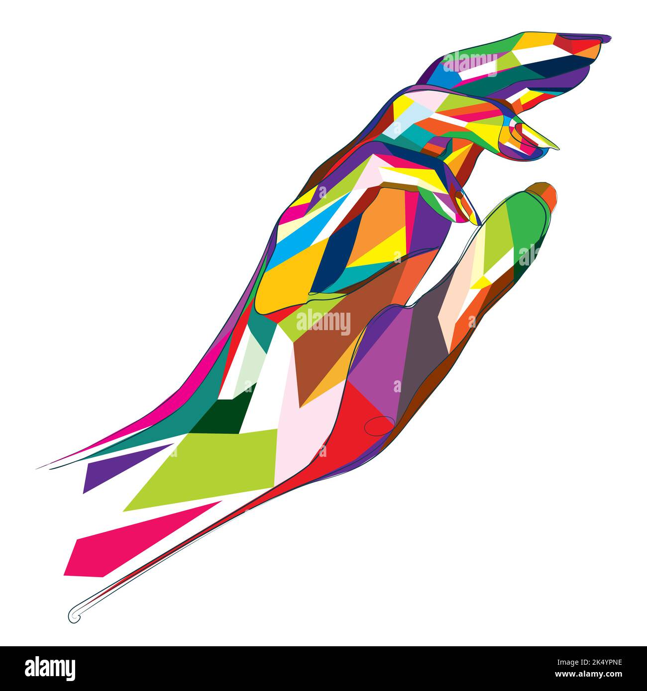 Abstract human hand made of colorful polygons illustration Stock Vector ...