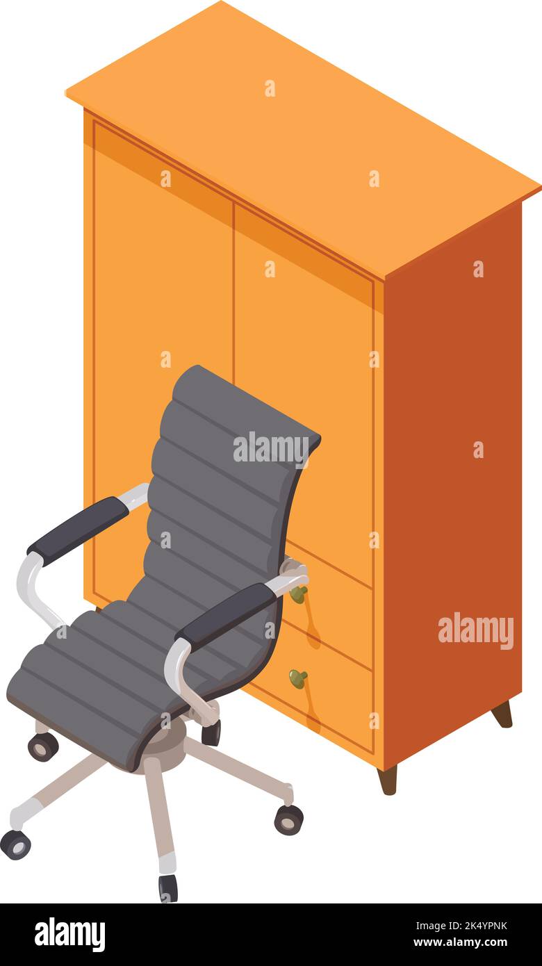 Office furniture icon isometric vector. Modern leather chair and office ...