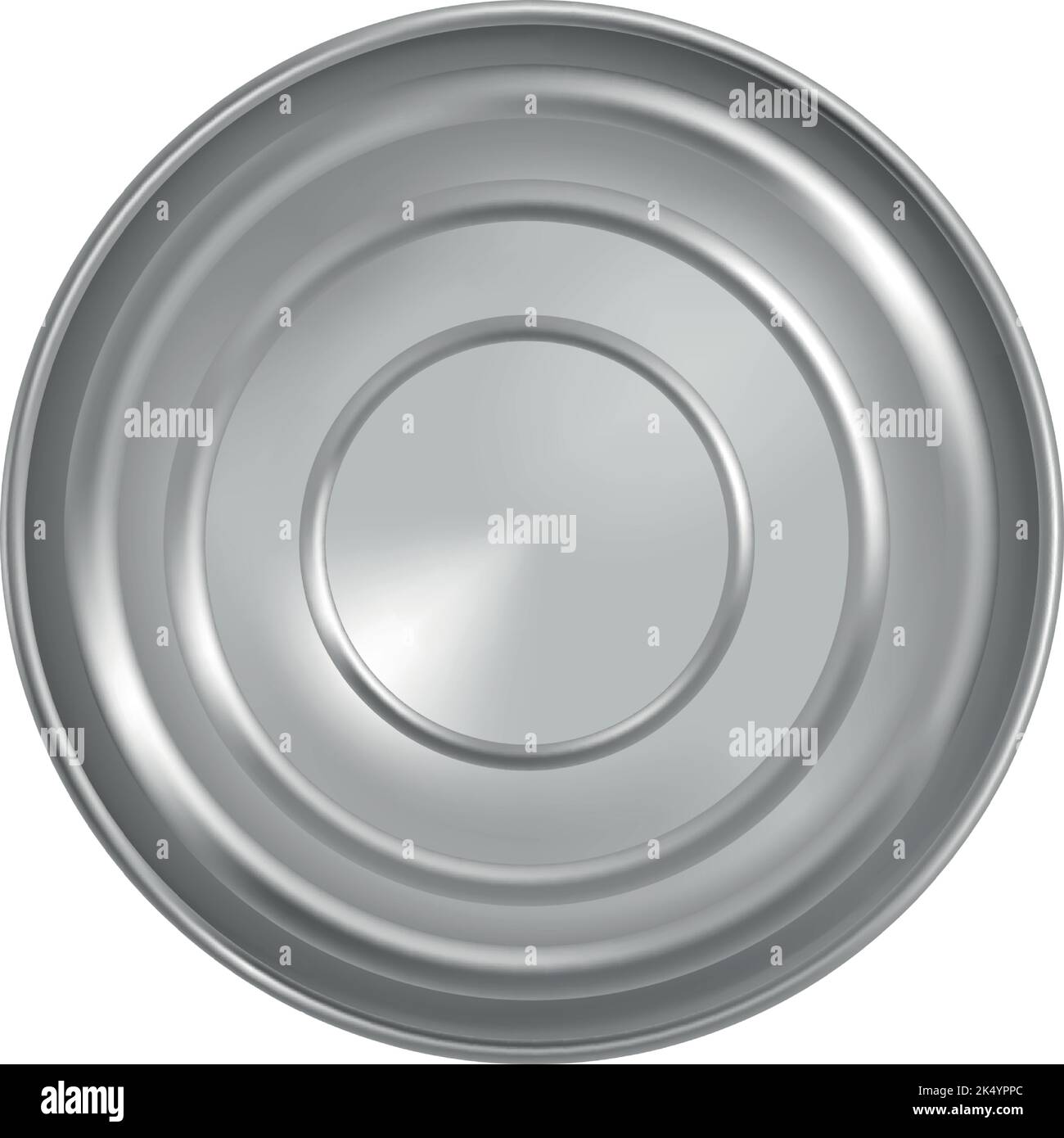 Metal can bottom view. Realistic food pack isolated on white background ...