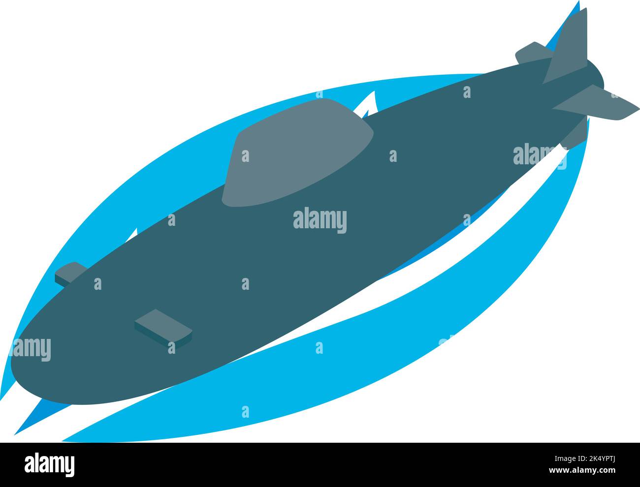 Submarine icon isometric vector. Modern military submarine on water ...