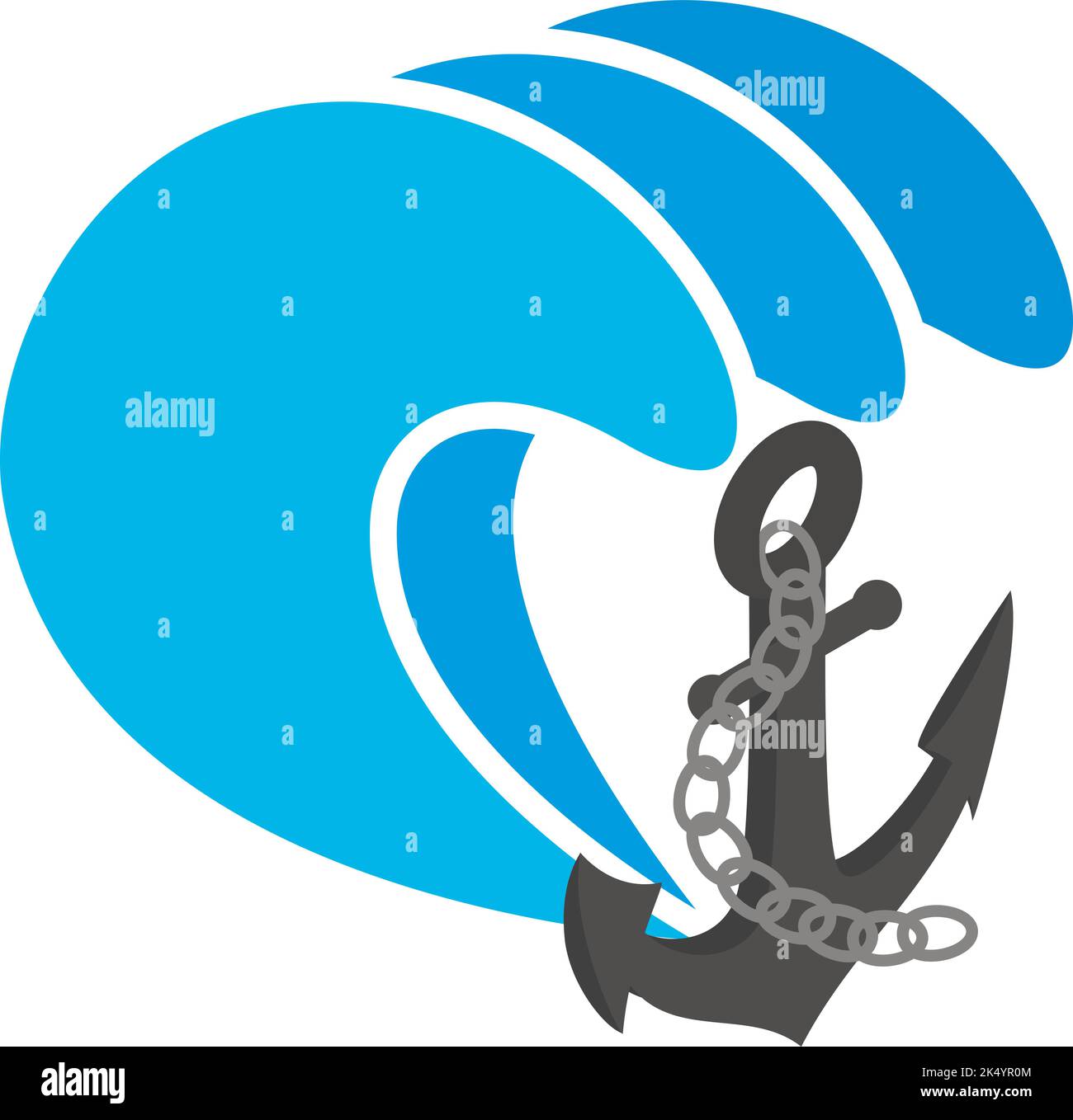 Marine symbol icon isometric vector. Ship anchor with chain under big ...