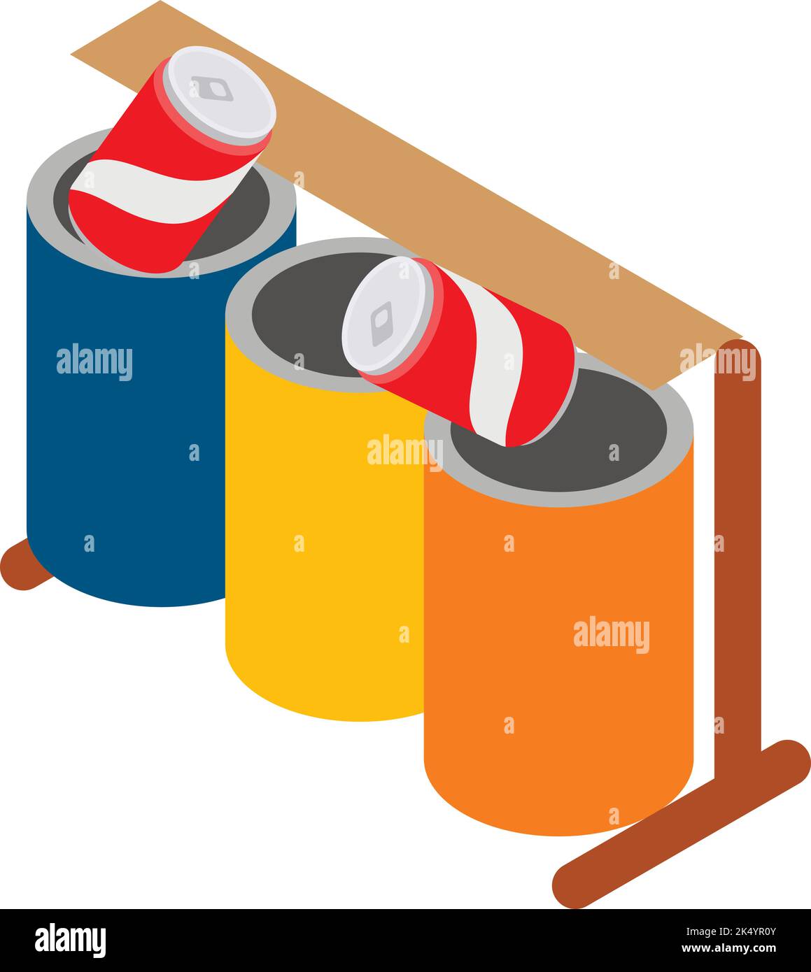 Inorganic waste icon isometric vector. Two multicolored tin can in ...