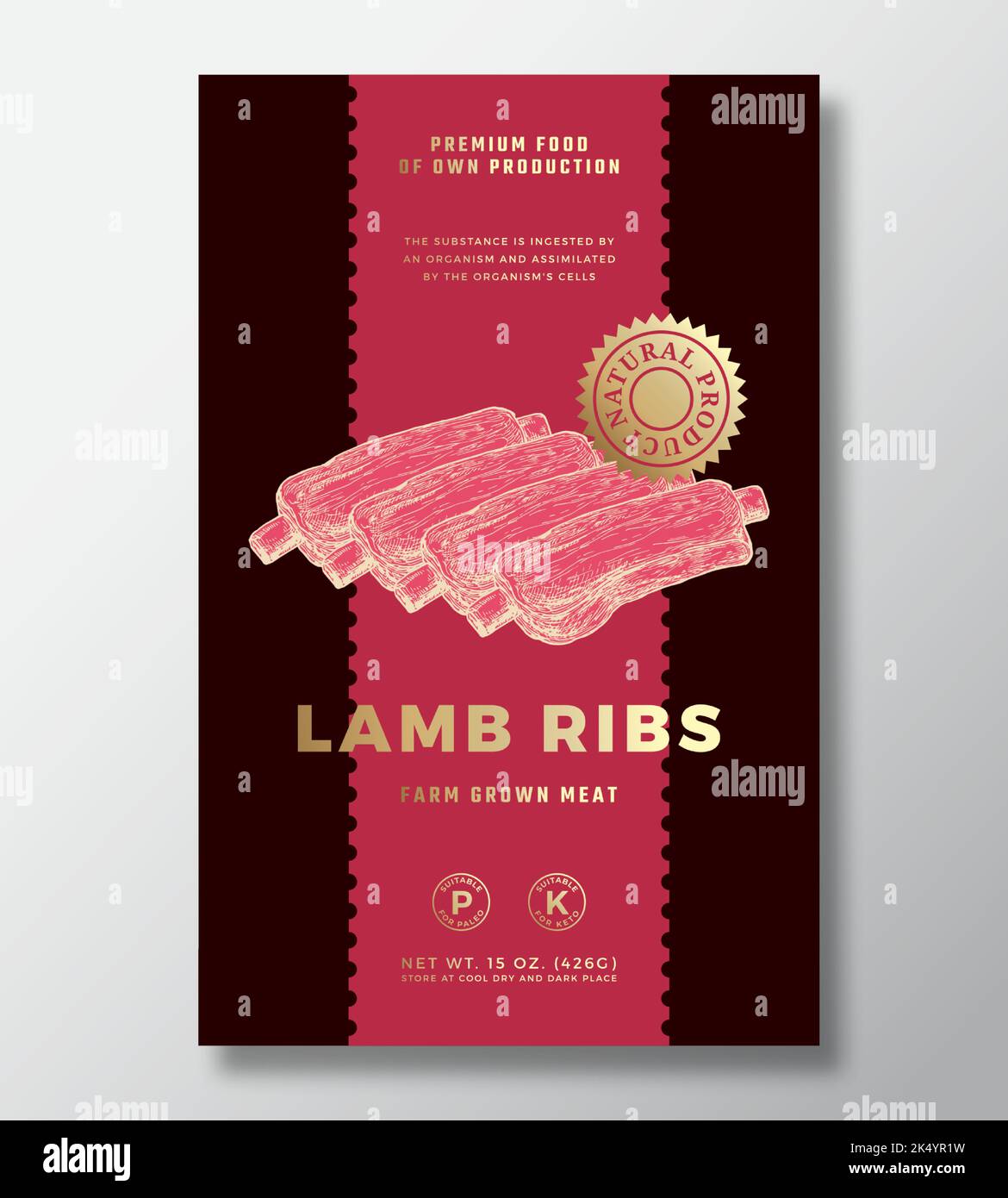 Farm Grown Lamb Ribs Abstract Vector Packaging Label Design Template ...