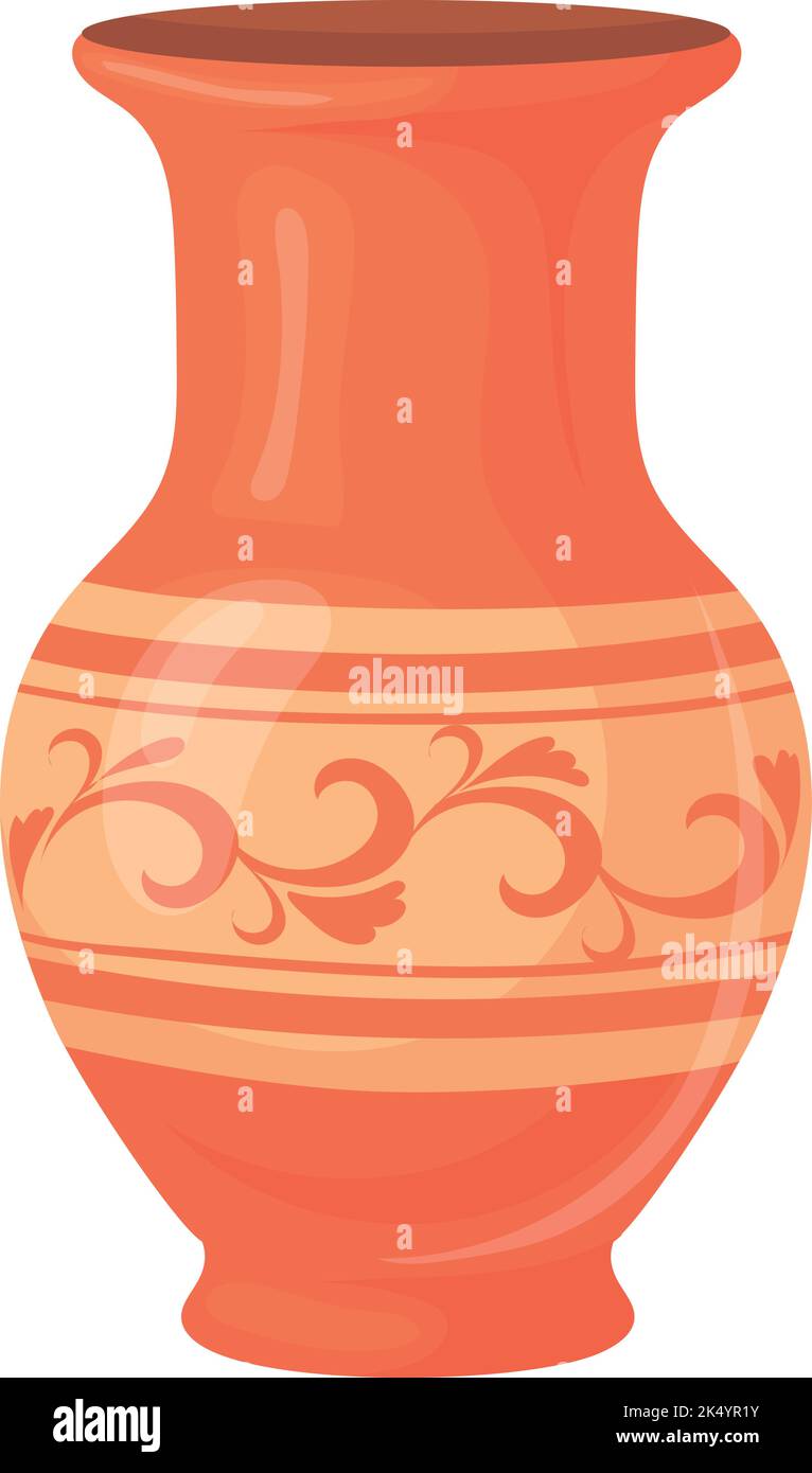 Ceramic vase with old rustic pattern. Ancient clay vessel isolated on ...