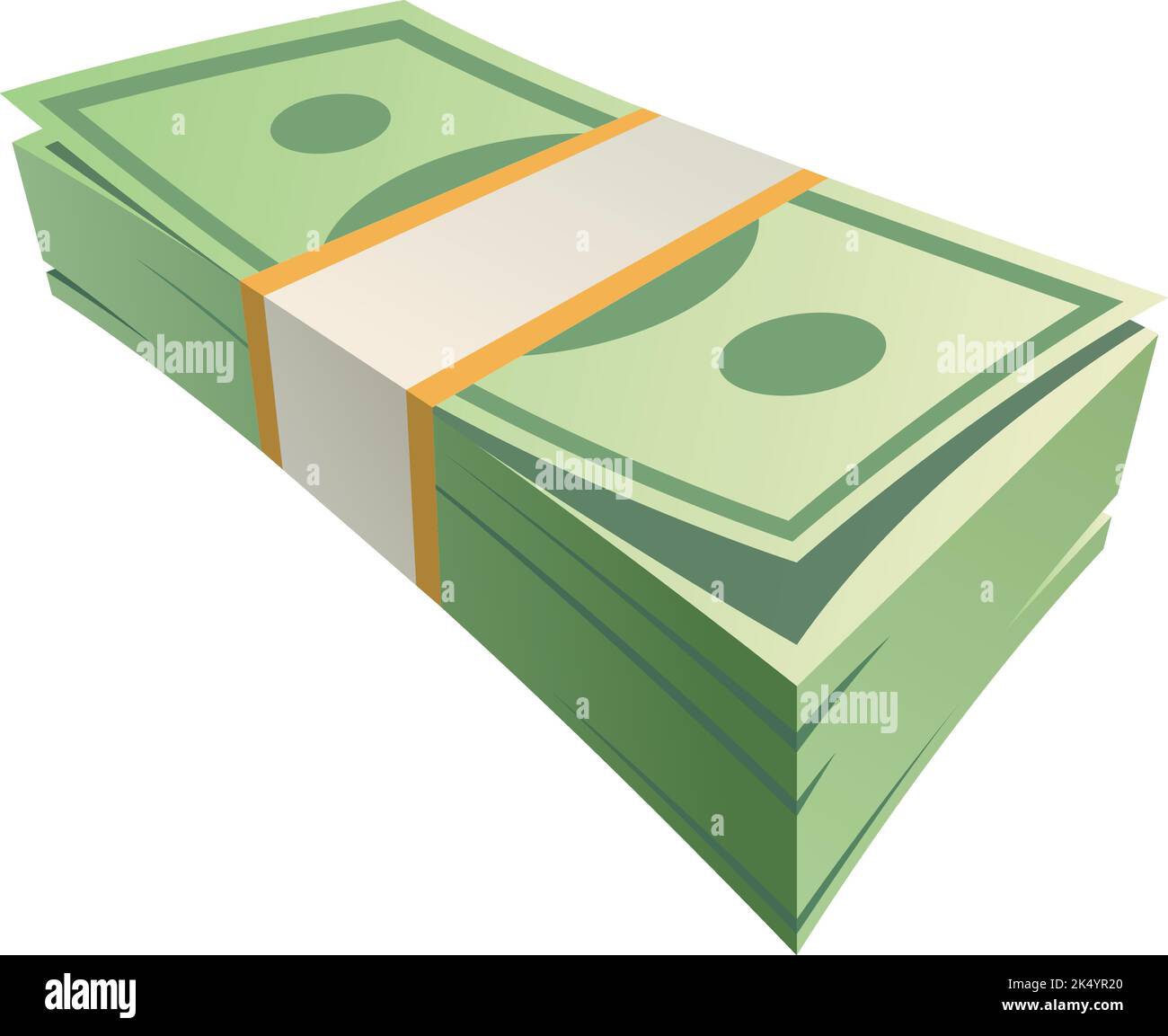 Dollar pack icon. Cartoon cash money bills isolated on white background ...