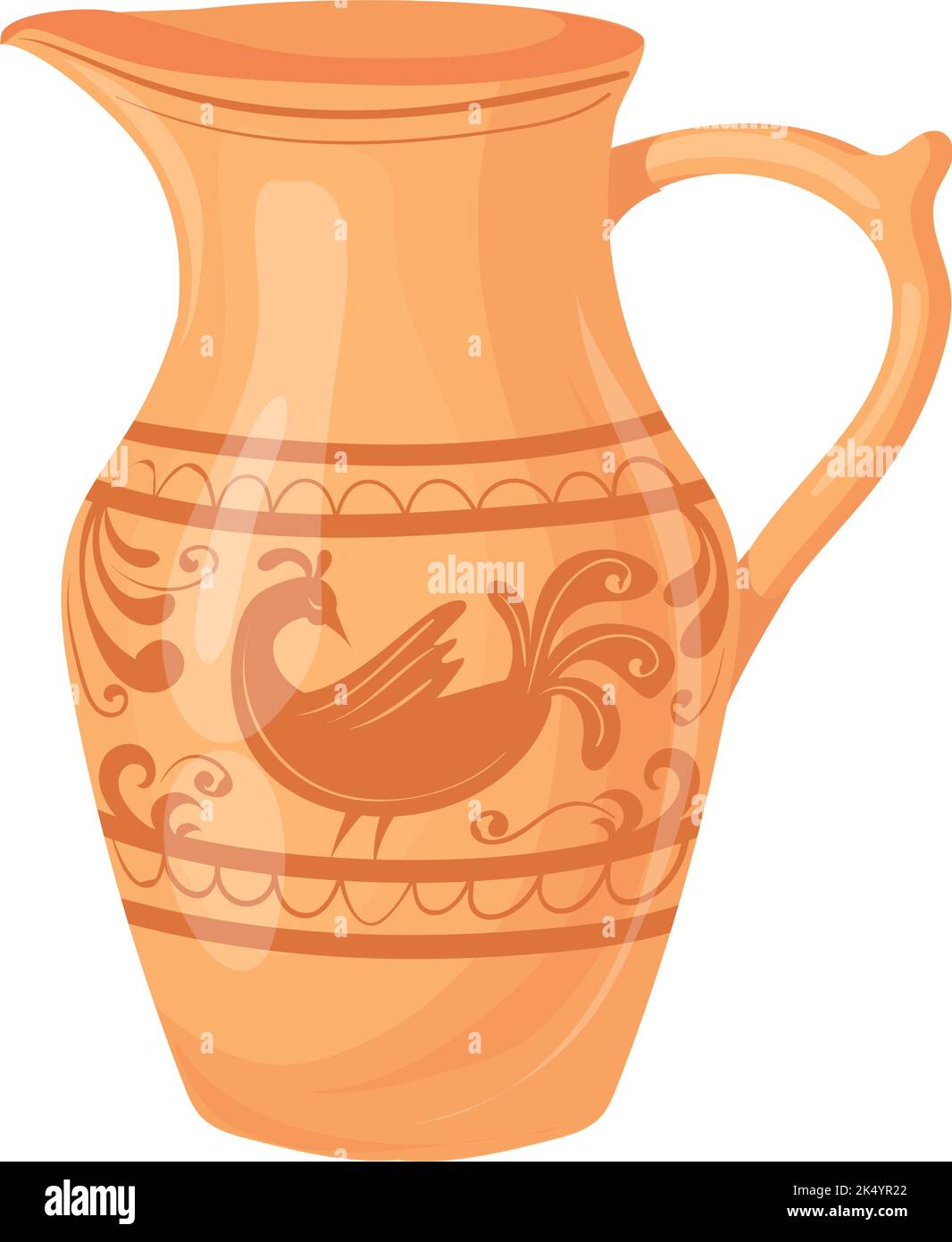 Ceramic jug icon. Cartoon rustic water vessel isolated on white ...
