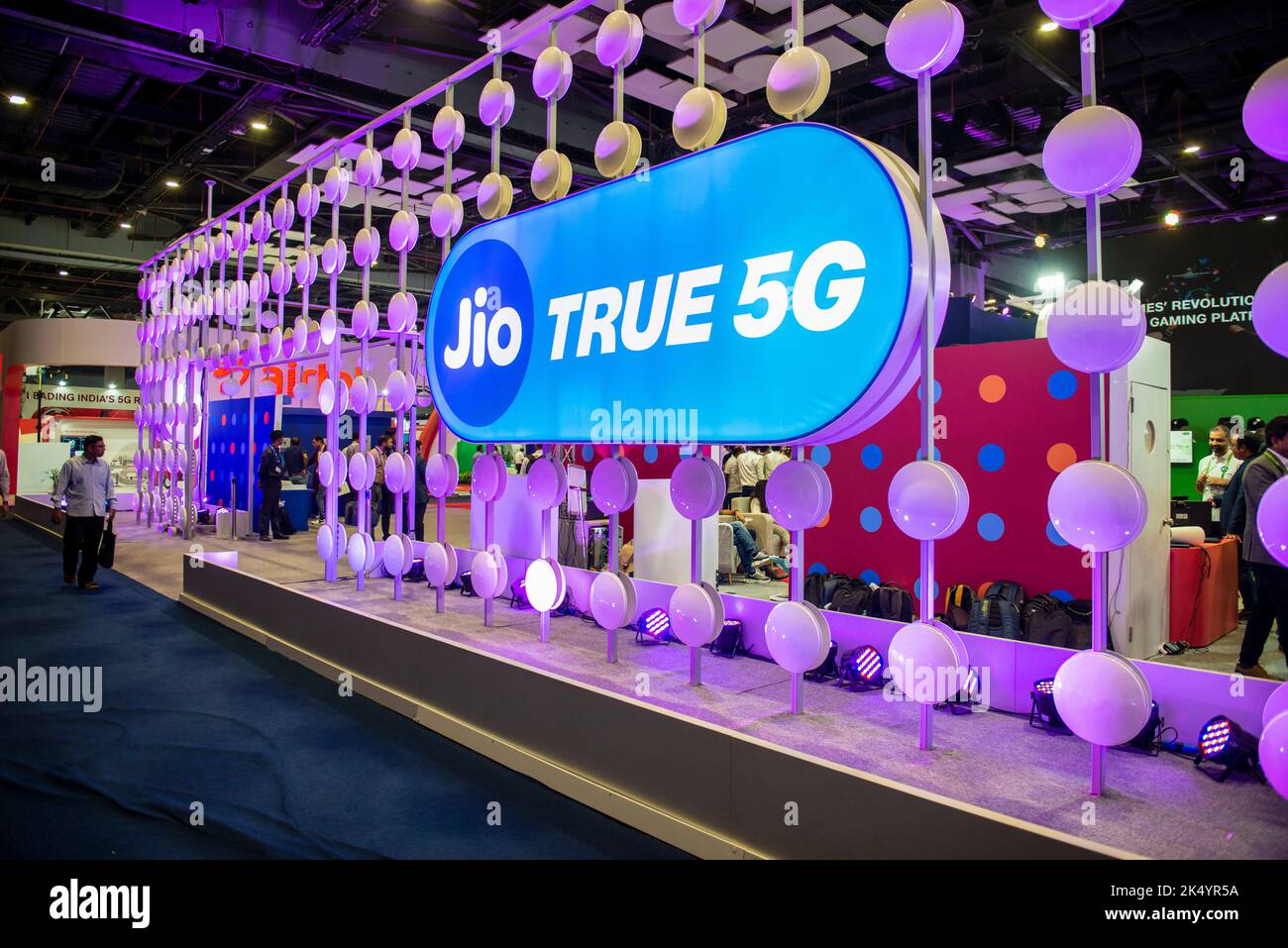 New Delhi, India. 04th Oct, 2022. A Jio True 5G stall is seen during ...