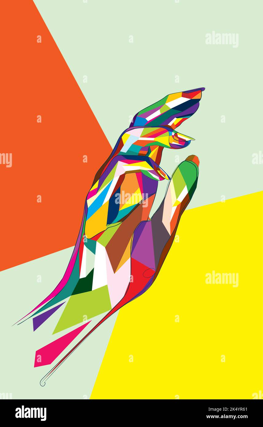 Abstract human hand made of colorful polygons illustration Stock Vector ...
