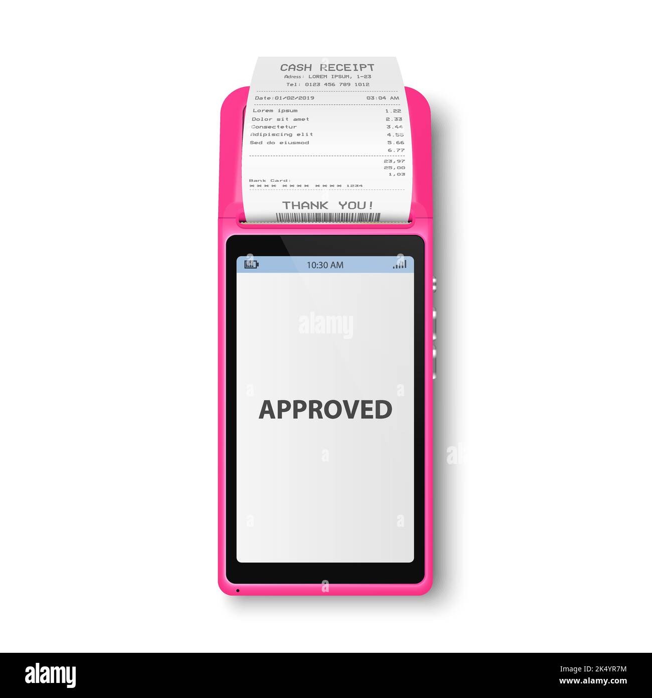 Vector 3d NFC Payment Machine with Approved Status, Paper Check, Receipt Isolated. Wi-fi ...