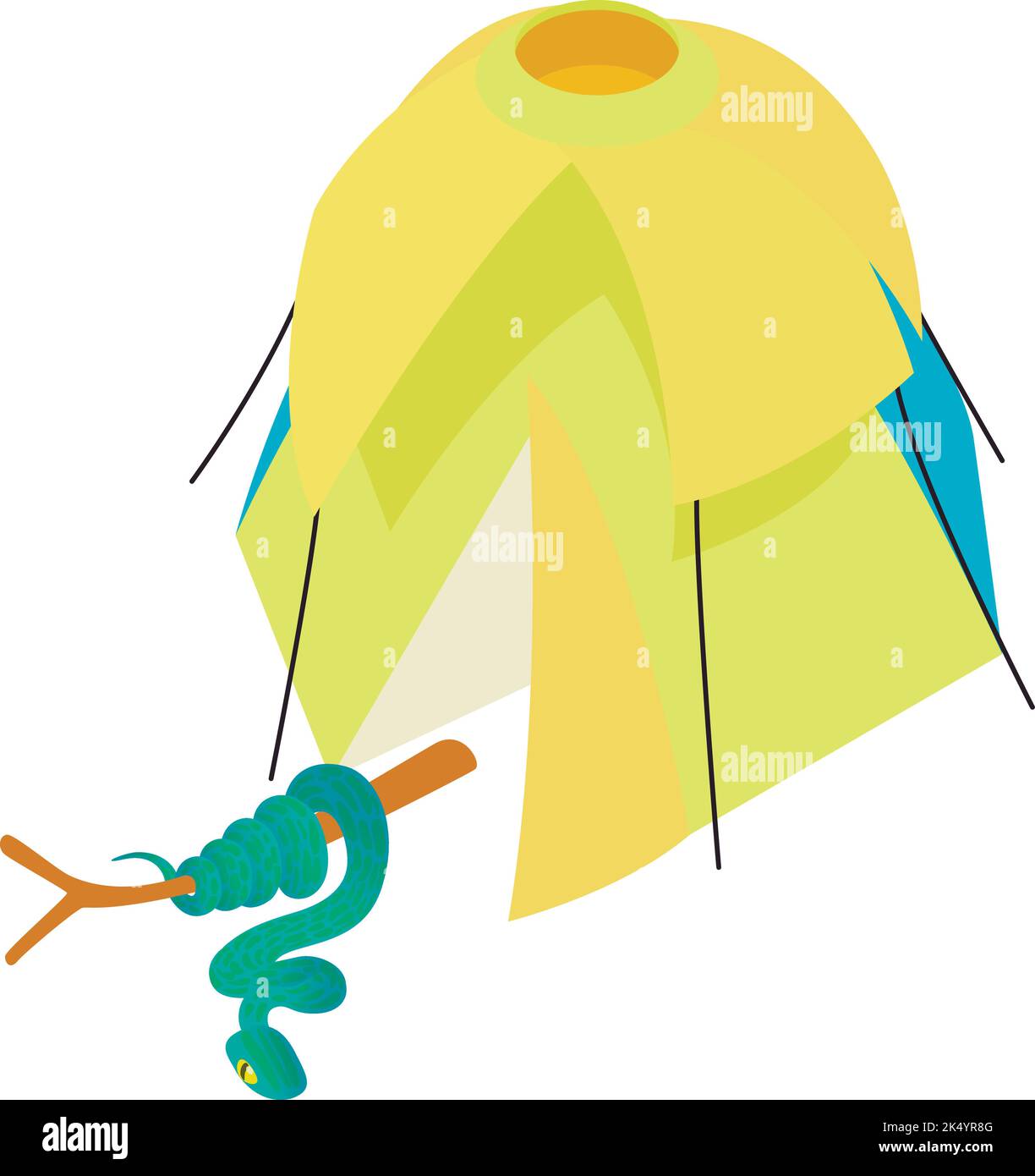 Blue snake icon isometric vector. Insularis snake near open yellow ...