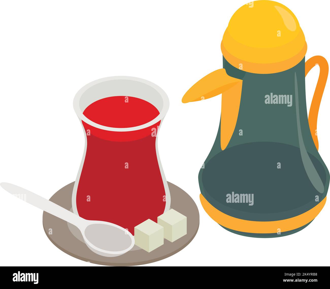 Arabic tea icon isometric vector. Traditional tea in glass armudu and ...