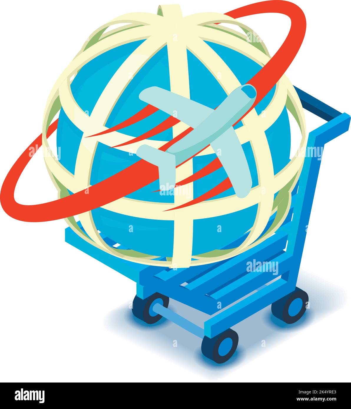 International freight icon isometric vector. Flying plane, globe grid ... International freight icon isometric vector. Flying plane, globe grid ...