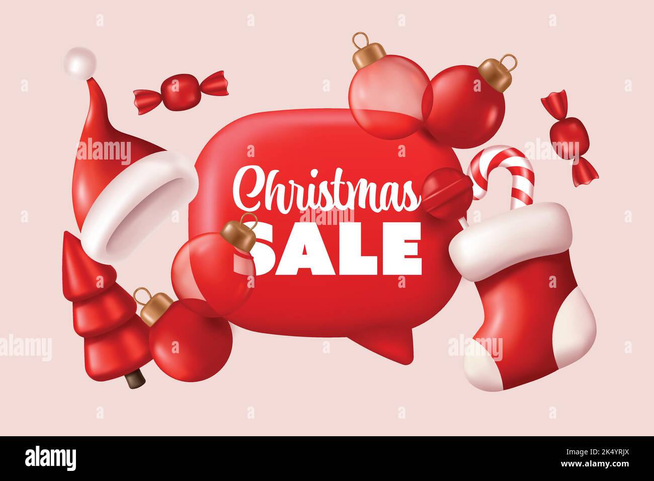 Christmas Sale banner with xmas decoration. Vector illustration in ...