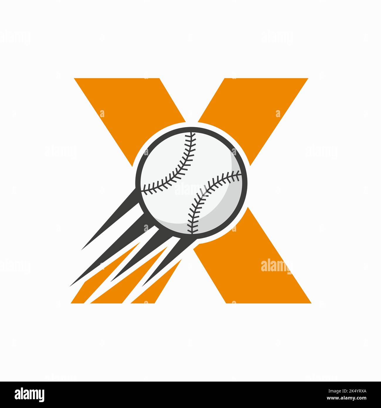 Initial Letter X Baseball Logo Concept With Moving Baseball Icon Vector ...