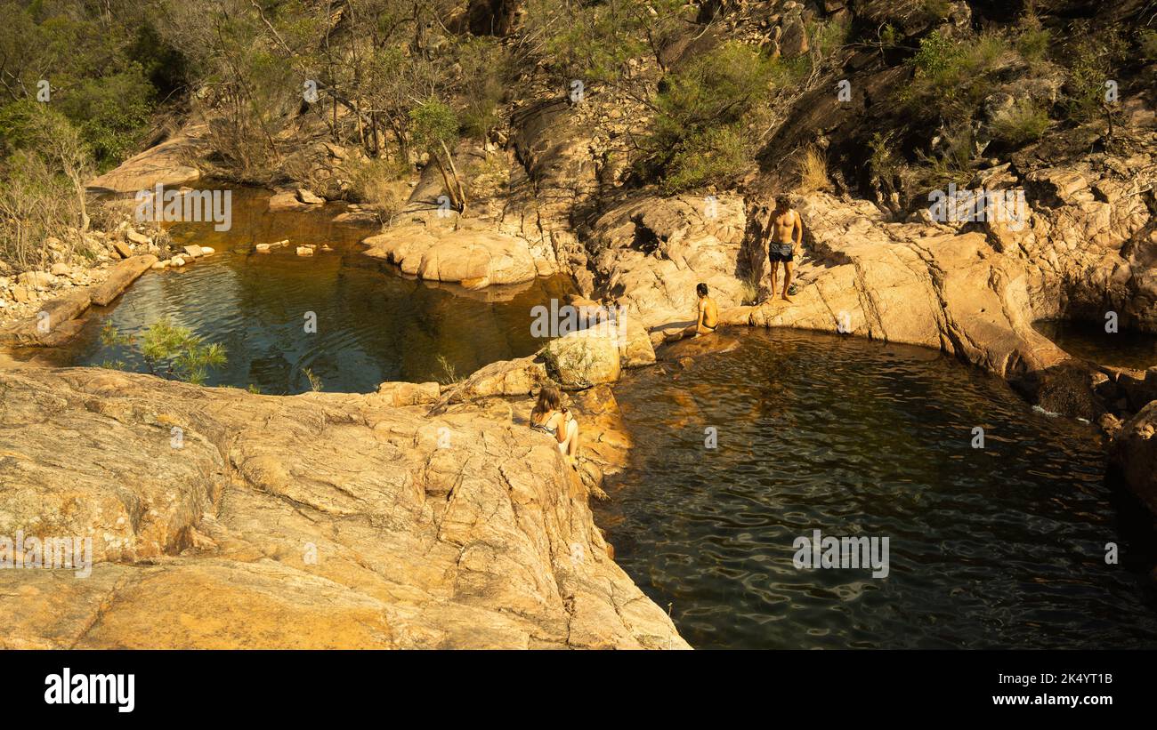 Unusual hanging out spot with friends at some rock pools Stock Photo ...