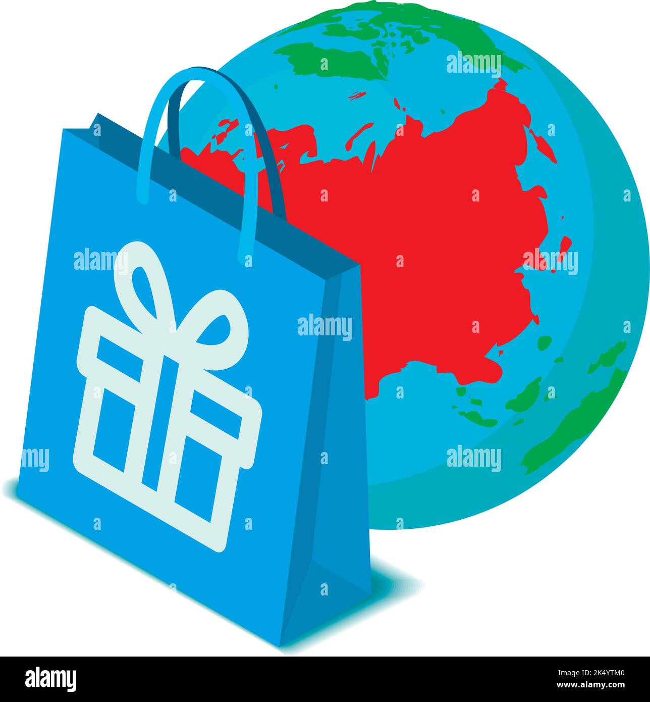 Purchase worldwide icon isometric vector. Shopping bag on globe icon ...