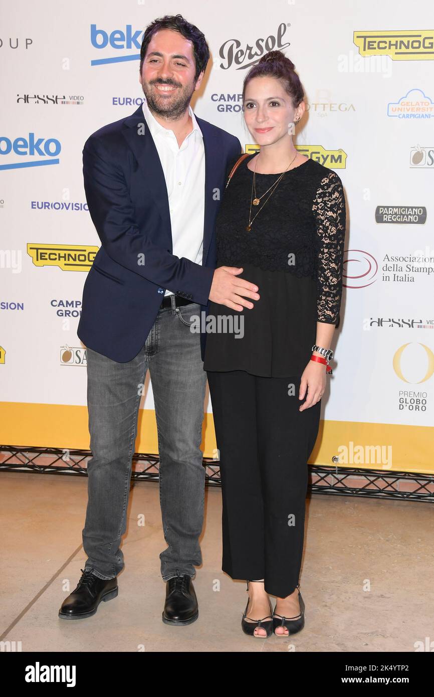 Matteo Rovere (left) and Giulia Steigerwalt (right) attend at the red ...
