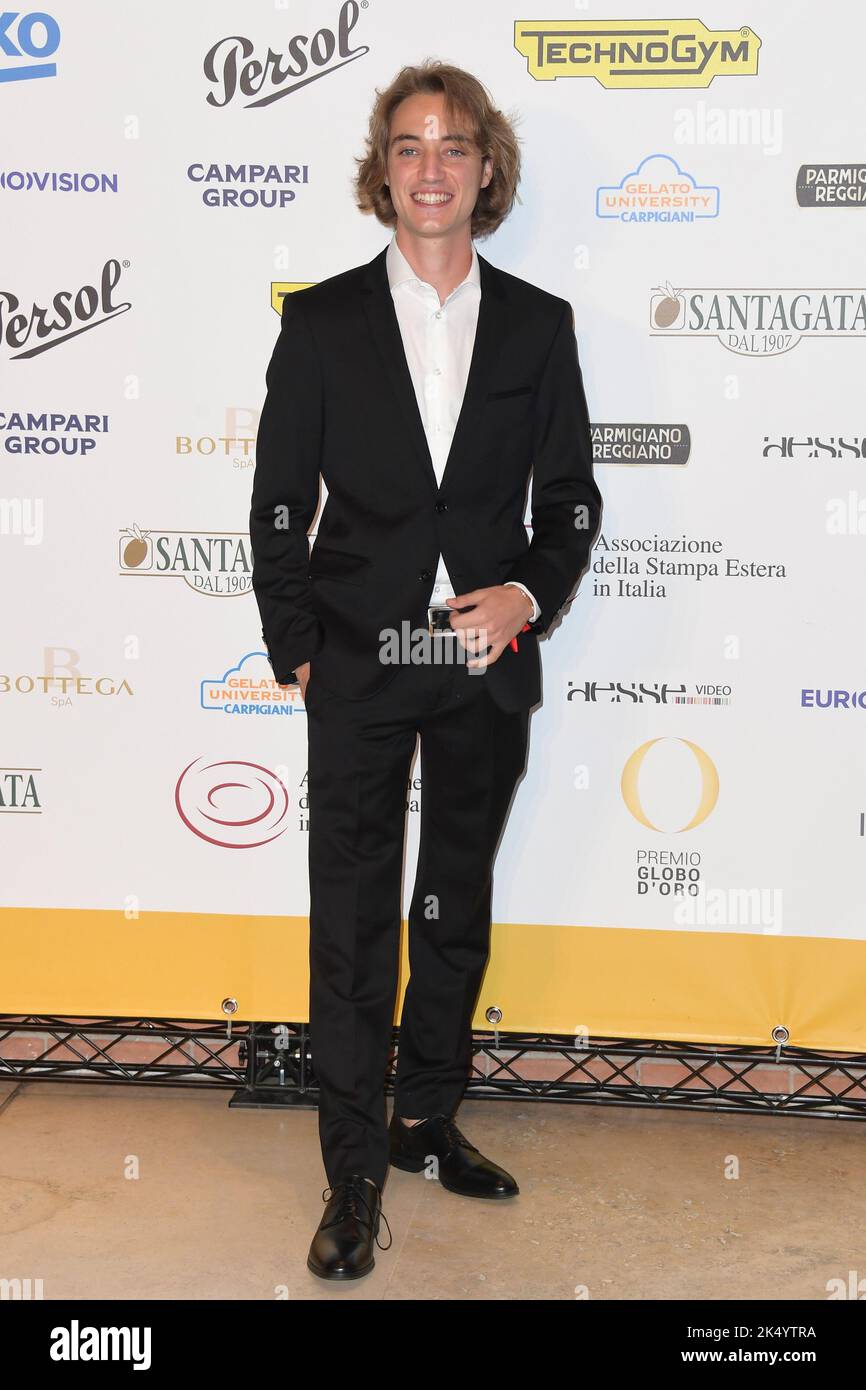 Luca Vergoni attends at the red carpet of the Globo d'oro award 2022 at ...