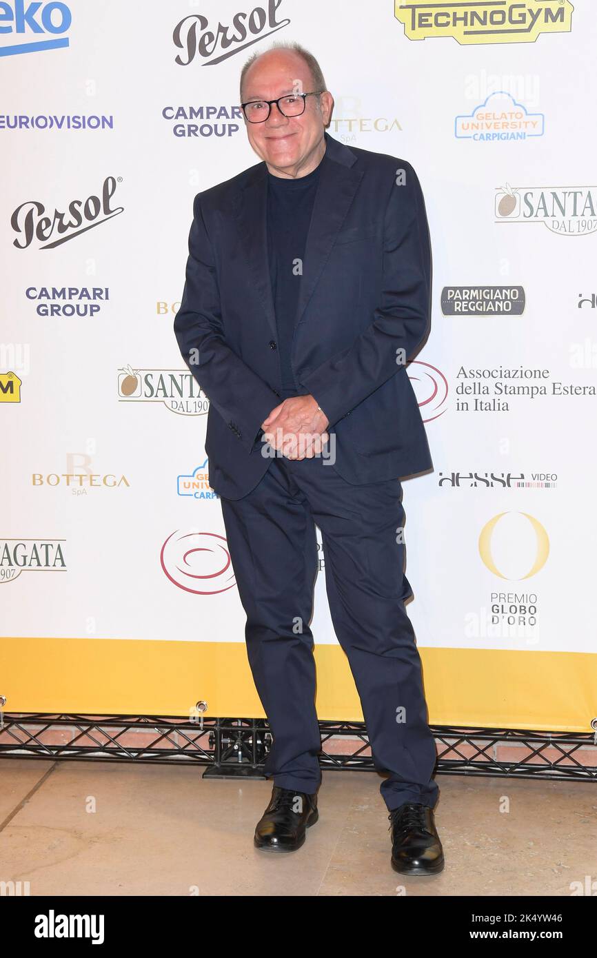 Carlo Verdone attends at the red carpet of the Globo d'oro award 2022 ...