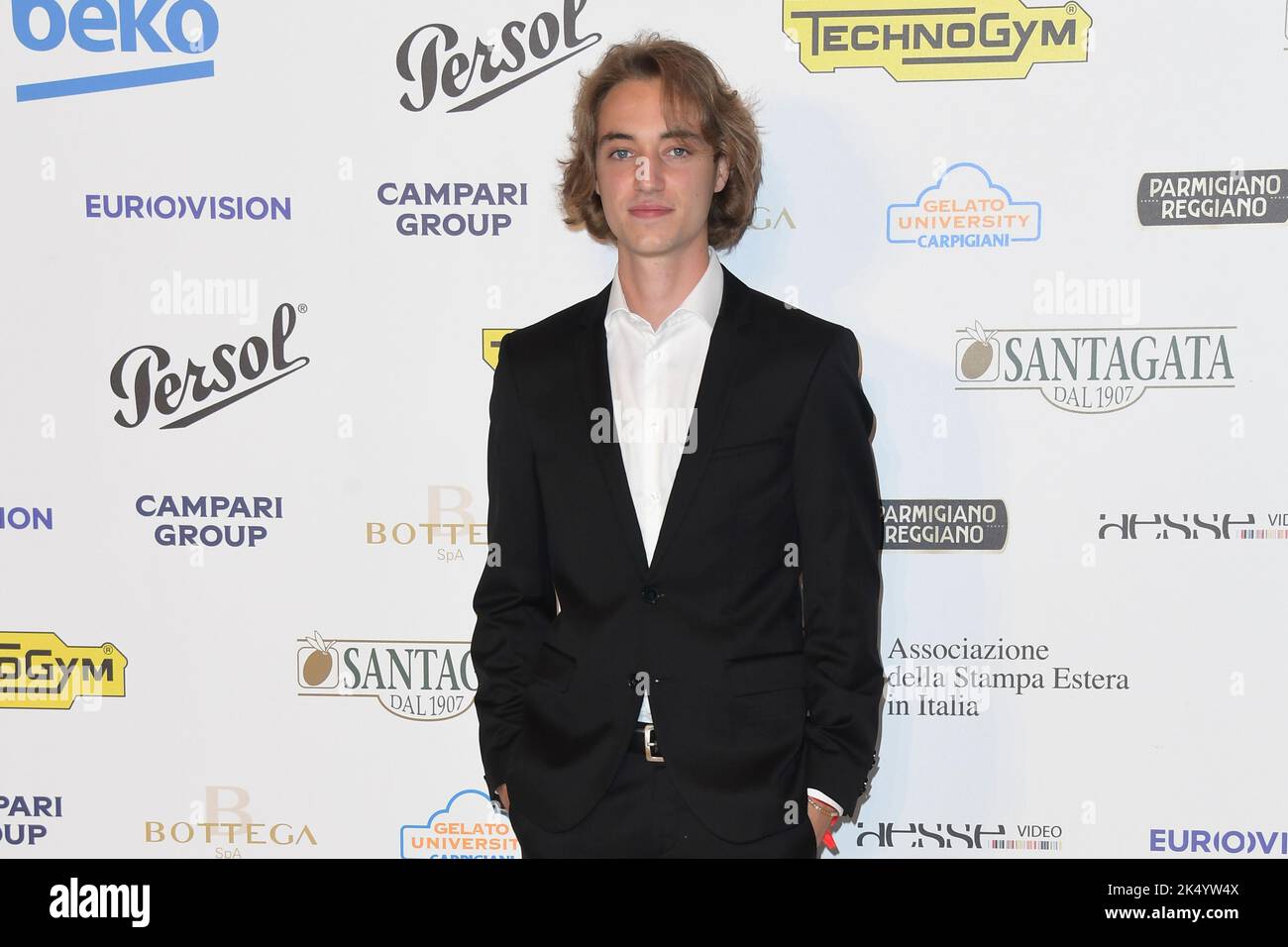 Luca Vergoni attends at the red carpet of the Globo d'oro award 2022 at ...