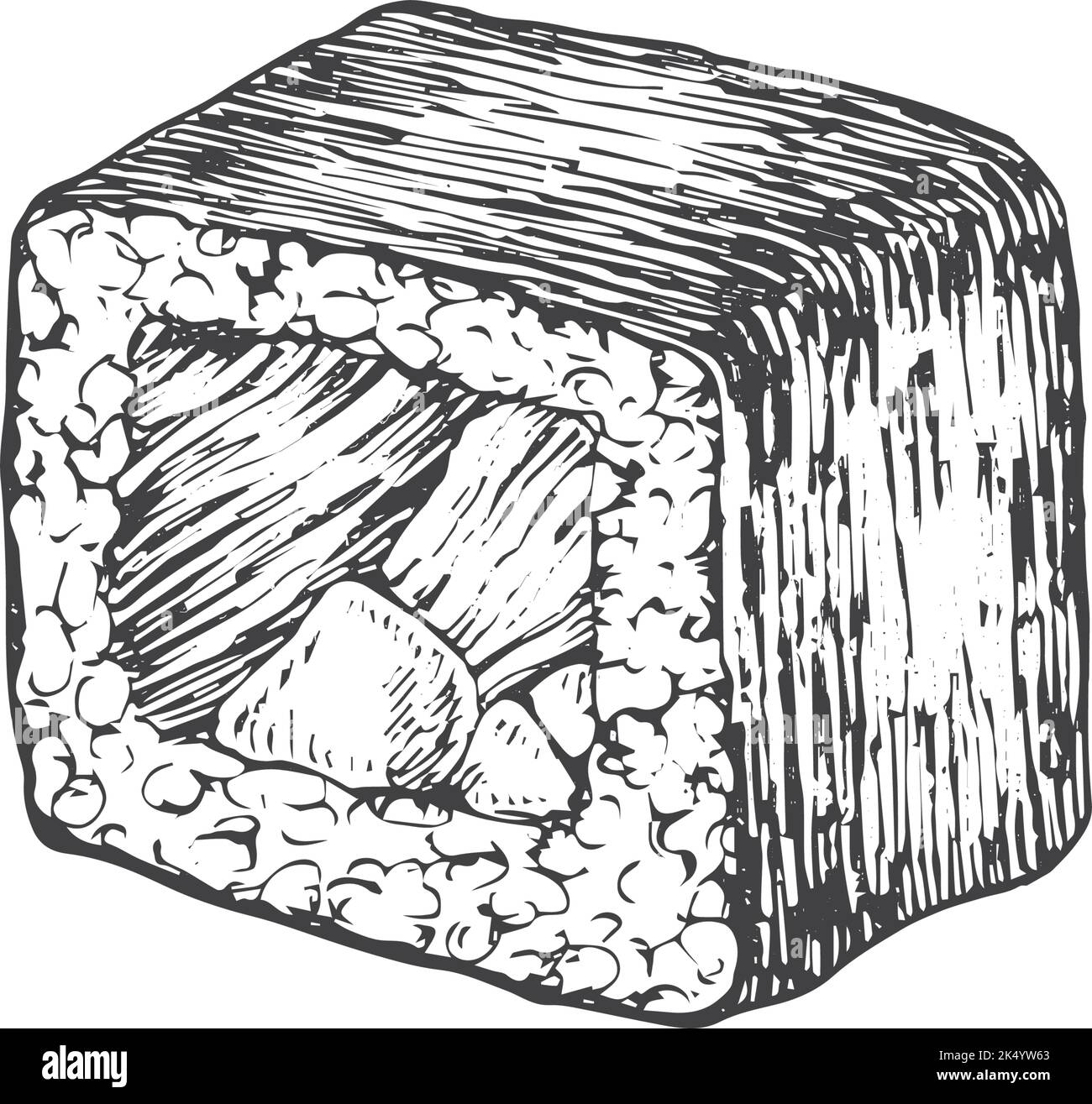 Sushi Maki Abstract Vector Illustration. Hand Drawn Asian Food Roll ...