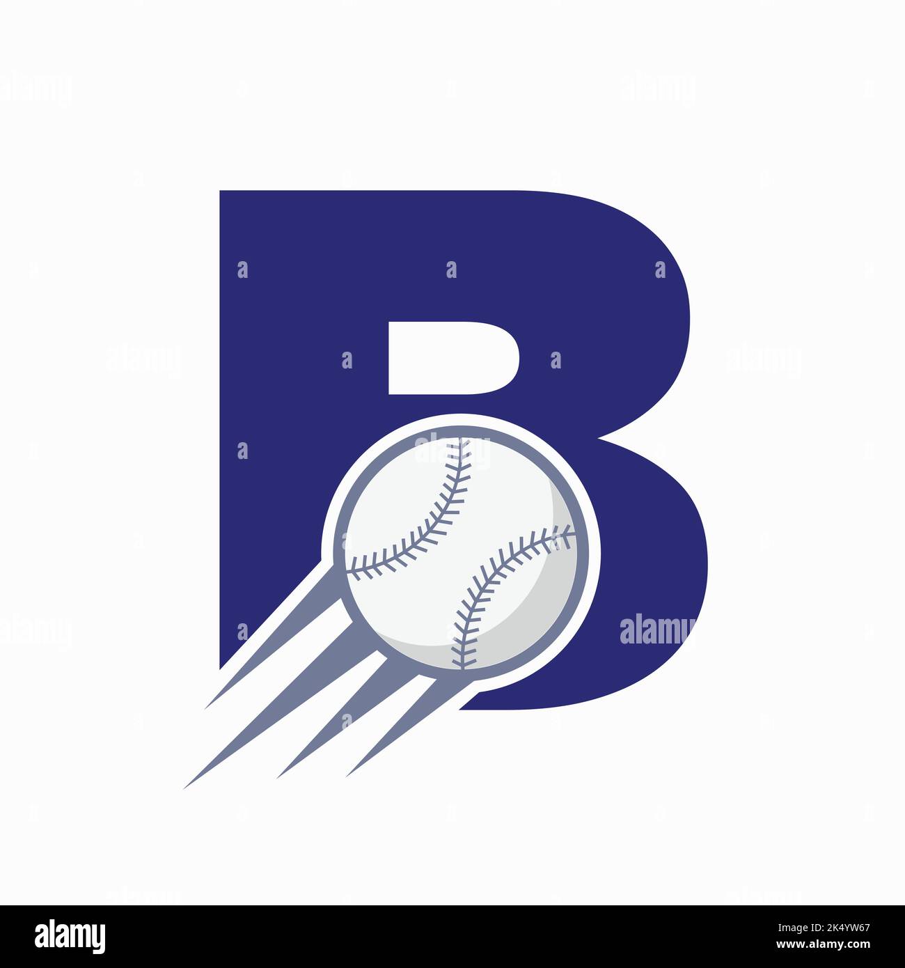 Initial Letter B Baseball Logo Concept With Moving Baseball Icon Vector ...