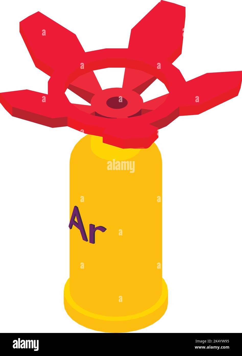 Metalworking icon isometric vector. Argon gas cylinder, red hydrant ...