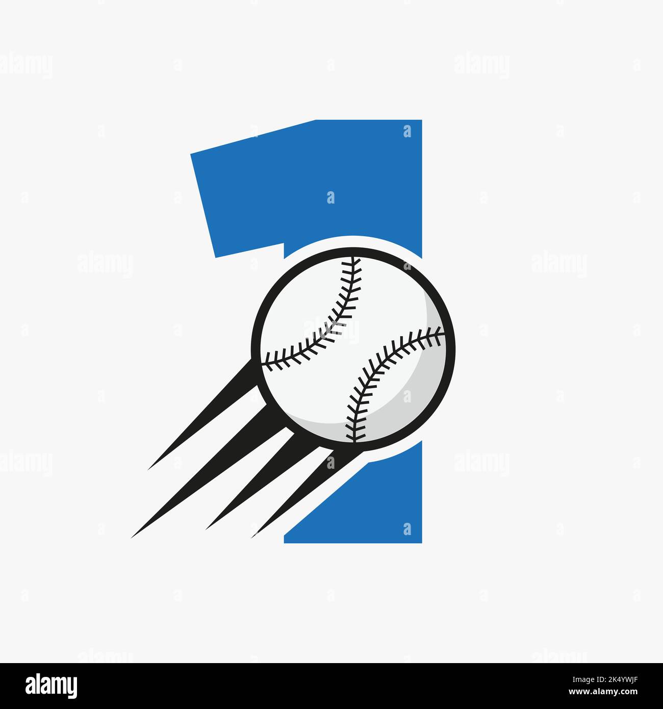 Initial Letter 1 Baseball Logo Concept With Moving Baseball Icon Vector ...