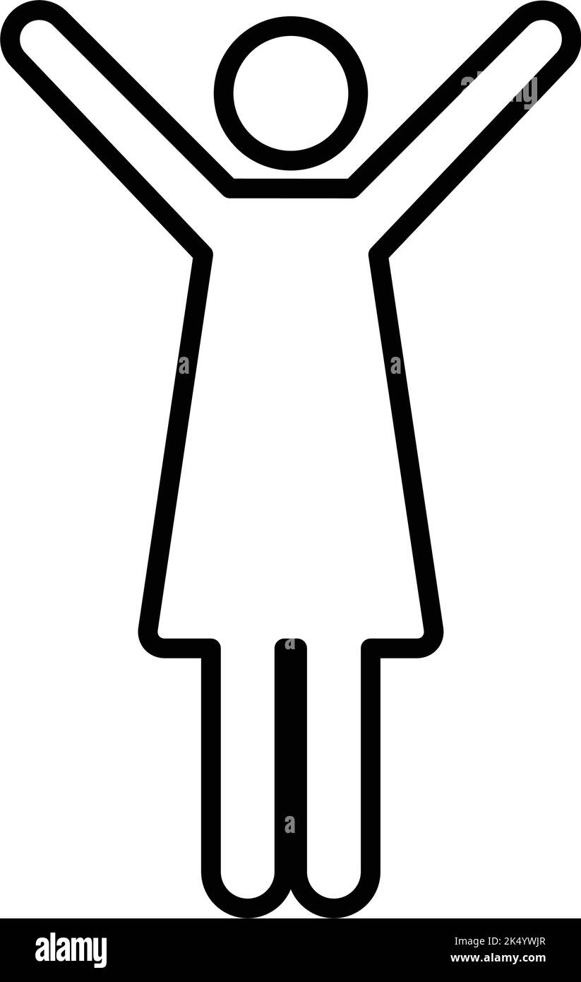 Woman raised arms icon vector female person with open hands symbol in a ...
