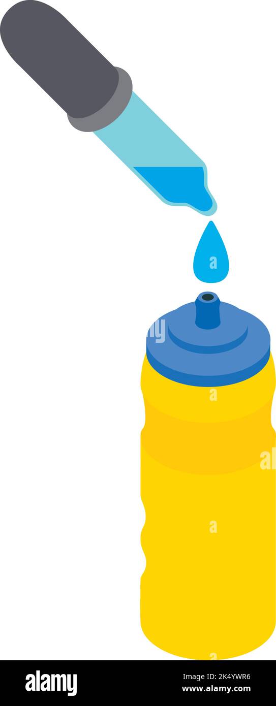 Drop medicine icon isometric vector. Pipette, blue drop, bright plastic ...