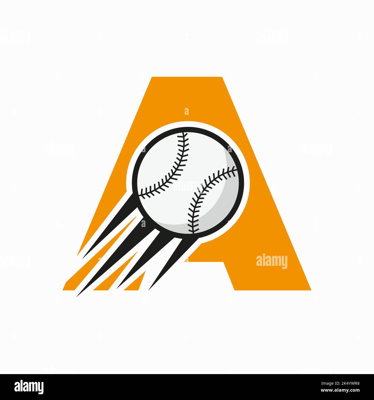 Initial Letter A Baseball Logo Concept With Moving Baseball Icon Vector ...