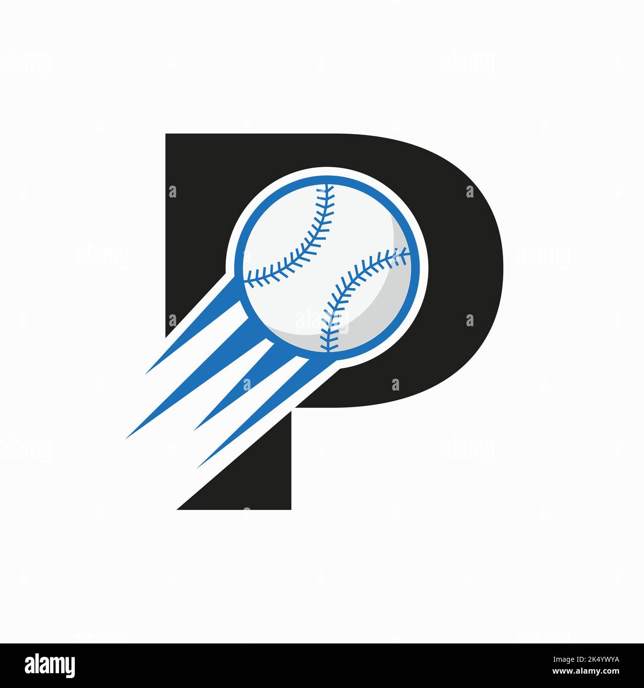Initial Letter P Baseball Logo Concept With Moving Baseball Icon Vector ...