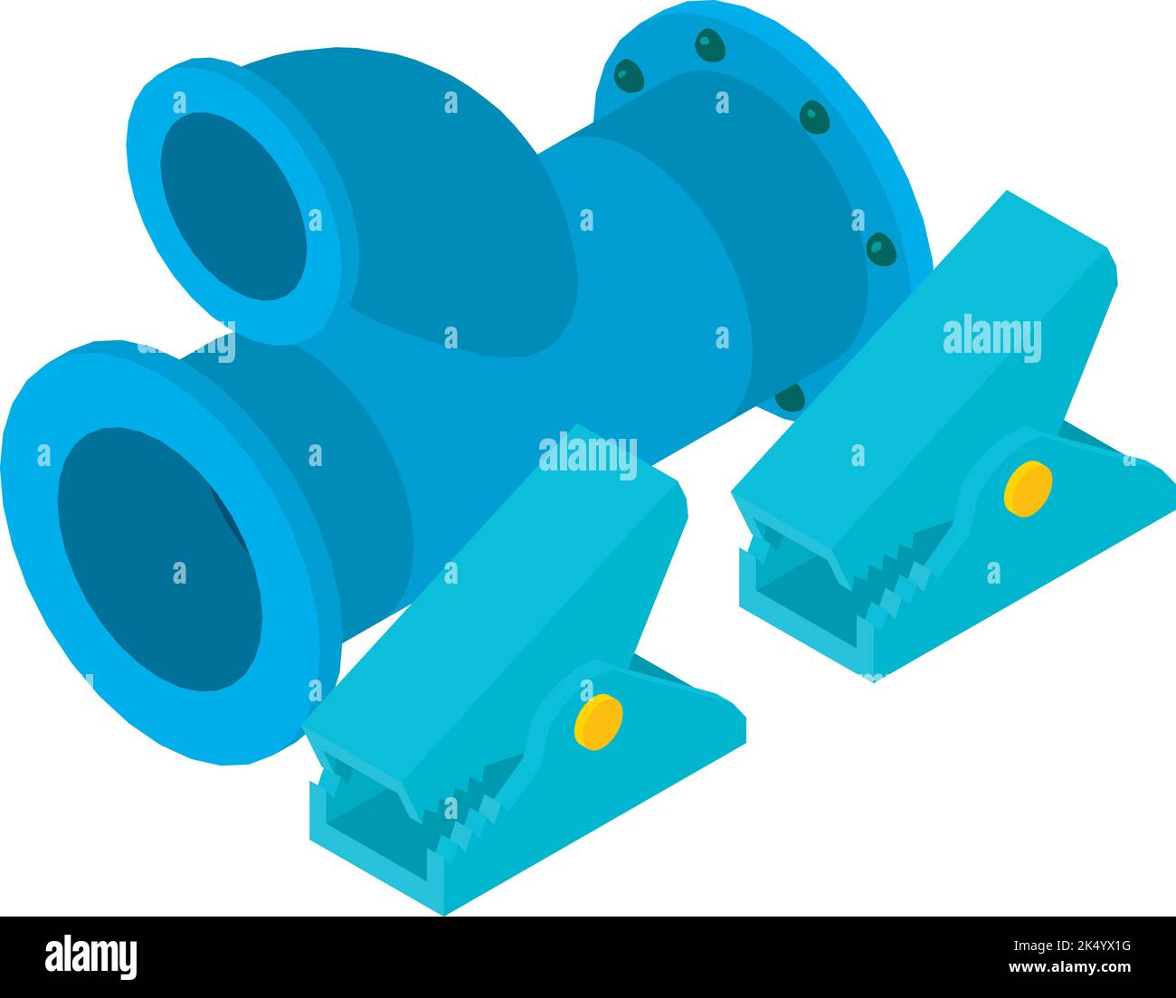 Professional tool icon isometric vector. Two welding clamp and pipe ...