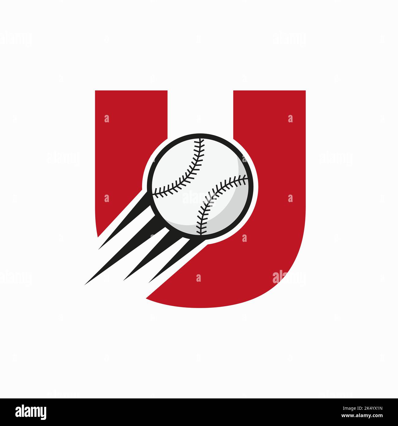 Initial Letter U Baseball Logo Concept With Moving Baseball Icon Vector ...