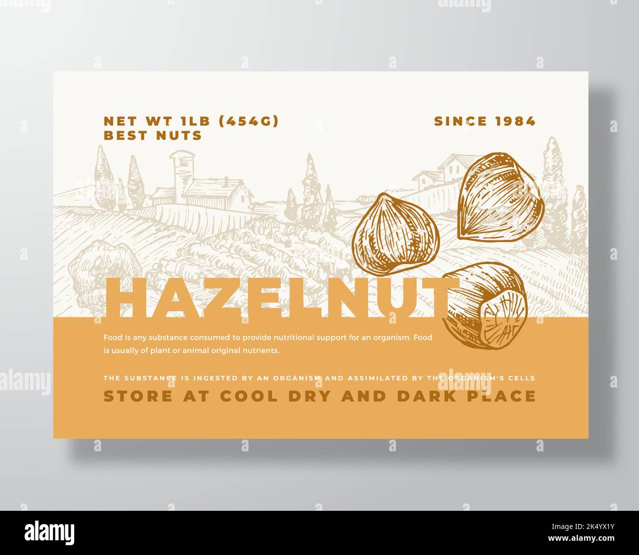 Fresh Local Hazelnut Food Label Template. Abstract Vector Packaging ...