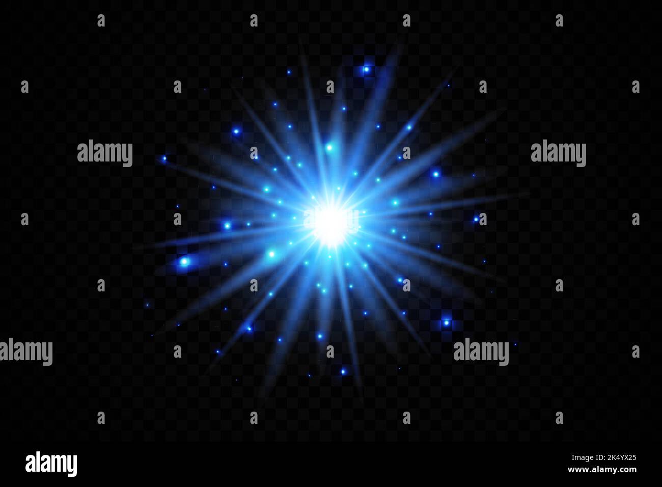 Glow light effect with white and blue sparks shining with special light ...