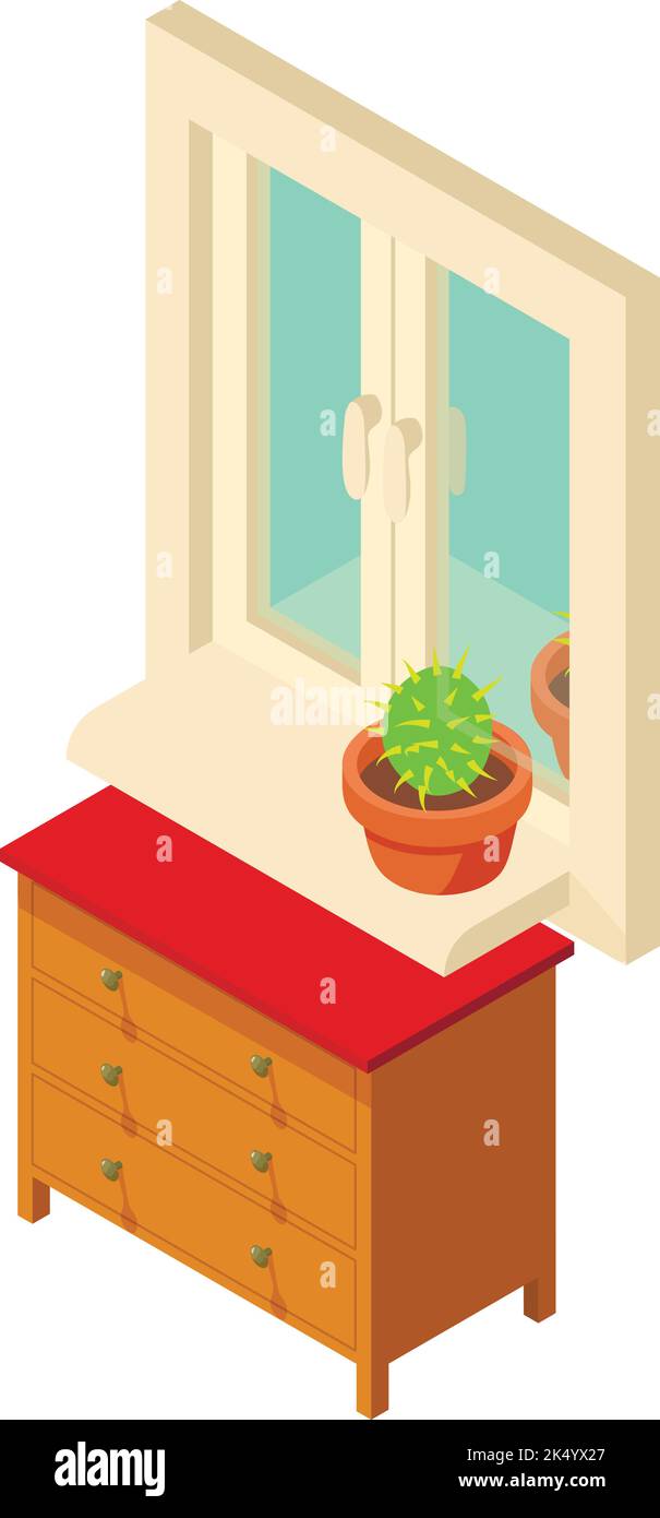 Home furniture icon isometric vector. Classic dresser with drawer under ...